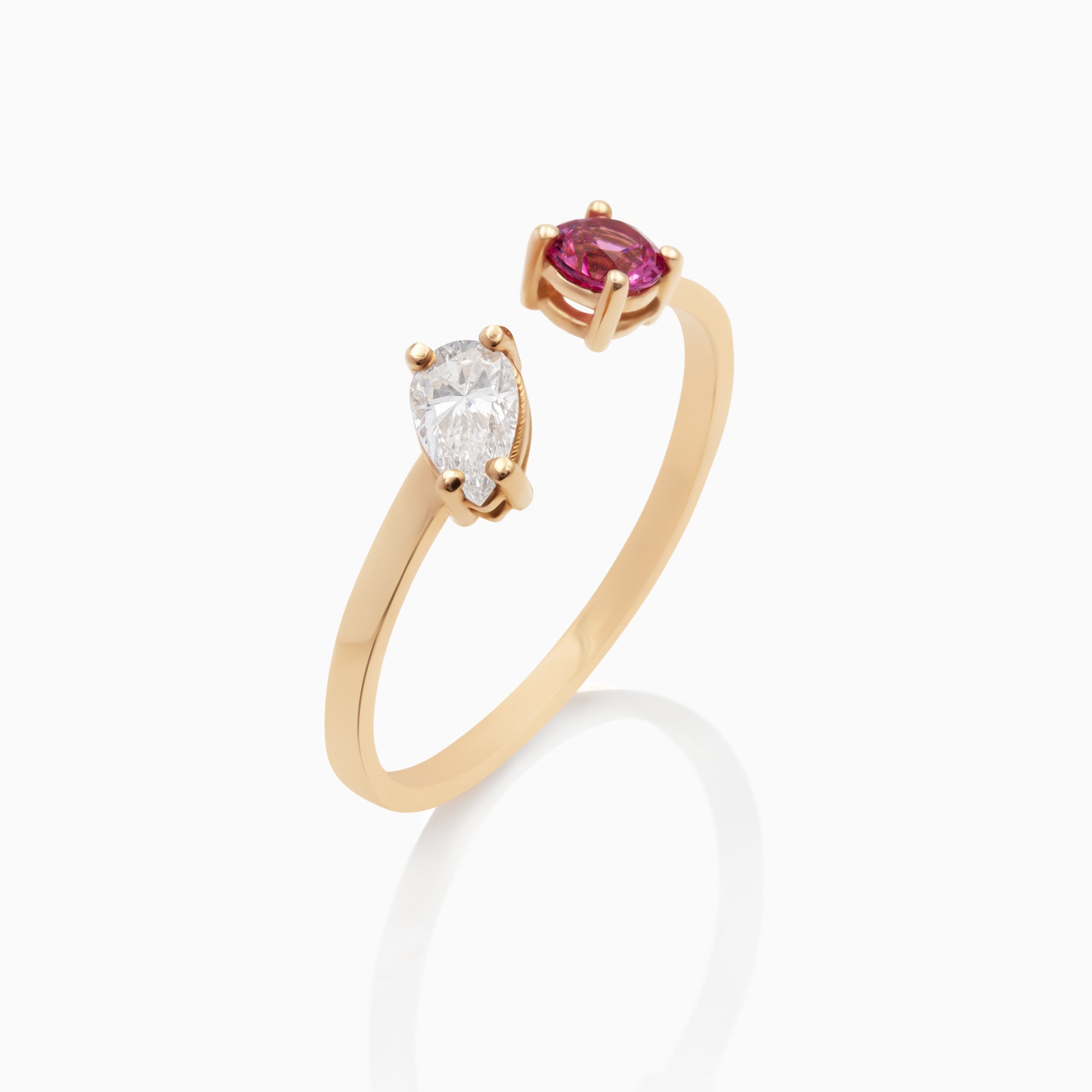 Gold Ring with Diamond and Spinel – Randa Tabbah Fine Jewelry